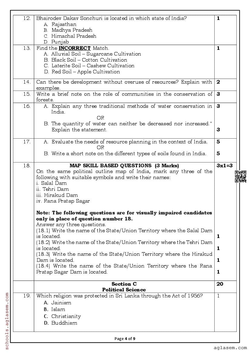 Class 10 Social Science Mid Term Sample Paper 2025 PDF | Download PT1 ...
