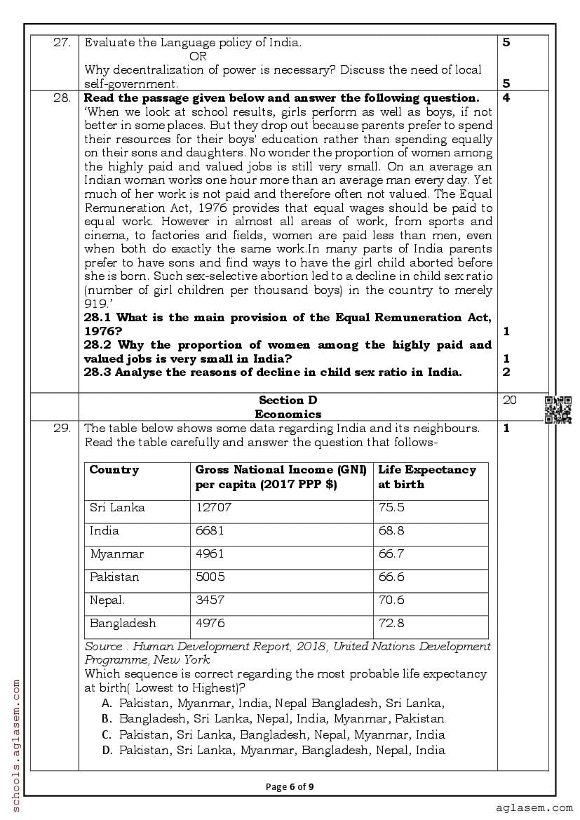 Class 10 Social Science Mid Term Sample Paper 2025 PDF | Download PT1 ...