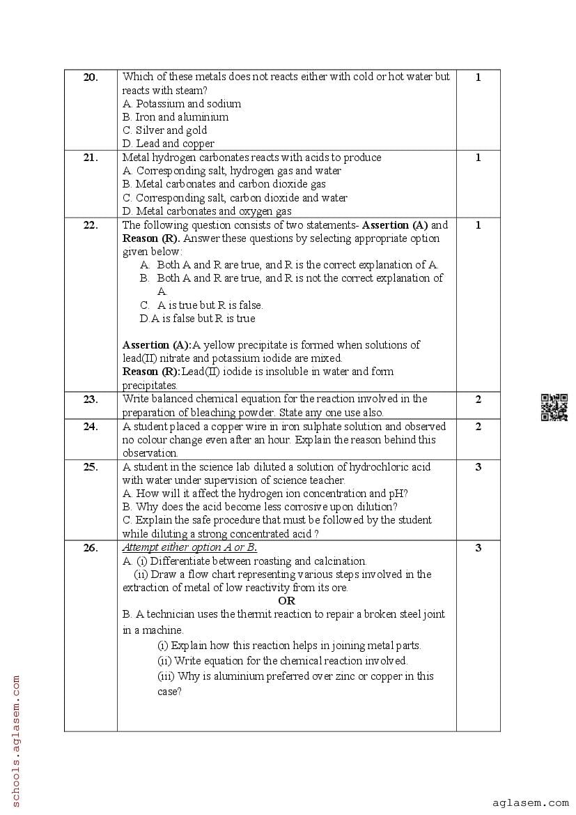 Class 10 Science Mid Term Sample Paper 2025 PDF | Download PT1 / Term 1 ...