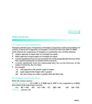 NCERT Exemplar Class 09 Maths Unit 7 Triangles