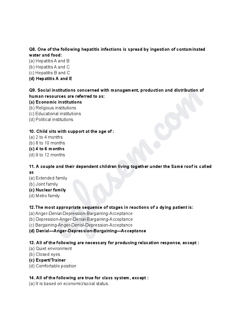 IGNOU Post Basic B Sc Nursing 2022 Question Paper PDF Download With