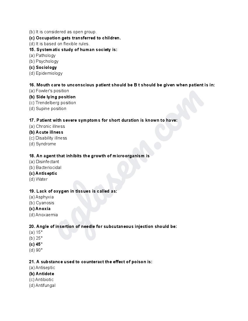 IGNOU Post Basic B Sc Nursing 2022 Question Paper PDF Download With