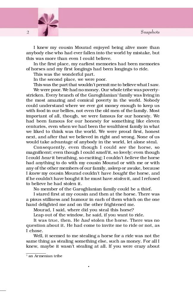 UP Board Book Class 11 English Snapshots Chapter 1 The Summer Of The 