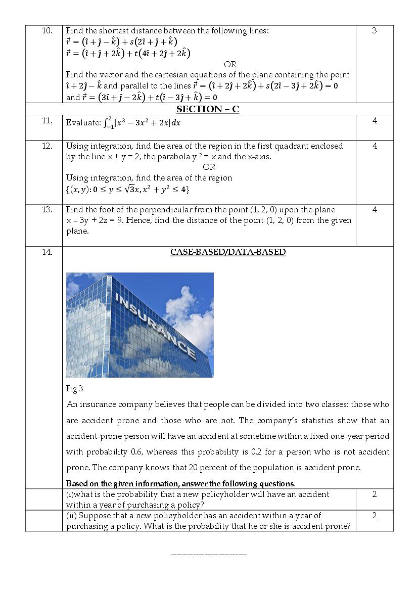 CBSE Sample Paper 2022 Class 12 Mathematics - Term 2, Term 1 PDF Download