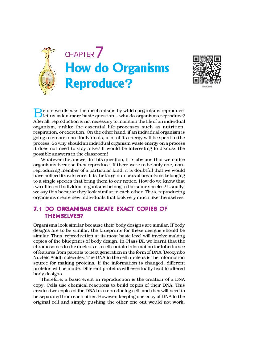 NCERT Book Class 10 Science Chapter 7 How Do Organisms Reproduce 2024 NCERT Book Class 10 Science Chapter 7 How Do Organisms Reproduce 2024