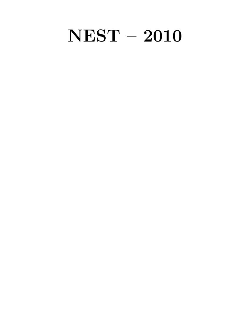 NEST Exam 2010 Question Paper