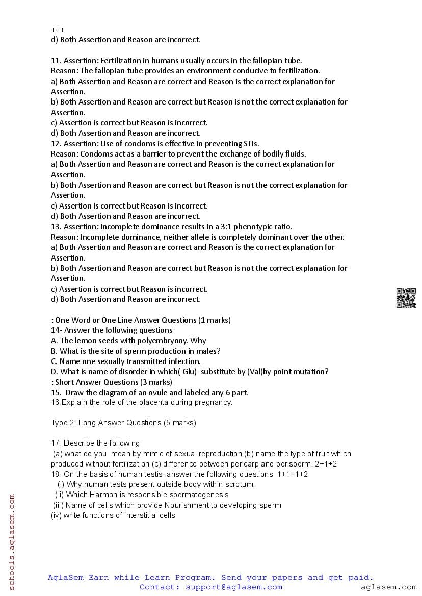 Class 12 PT 1 Question Paper Biology 2024-25 | Download Periodic Test 1 ...