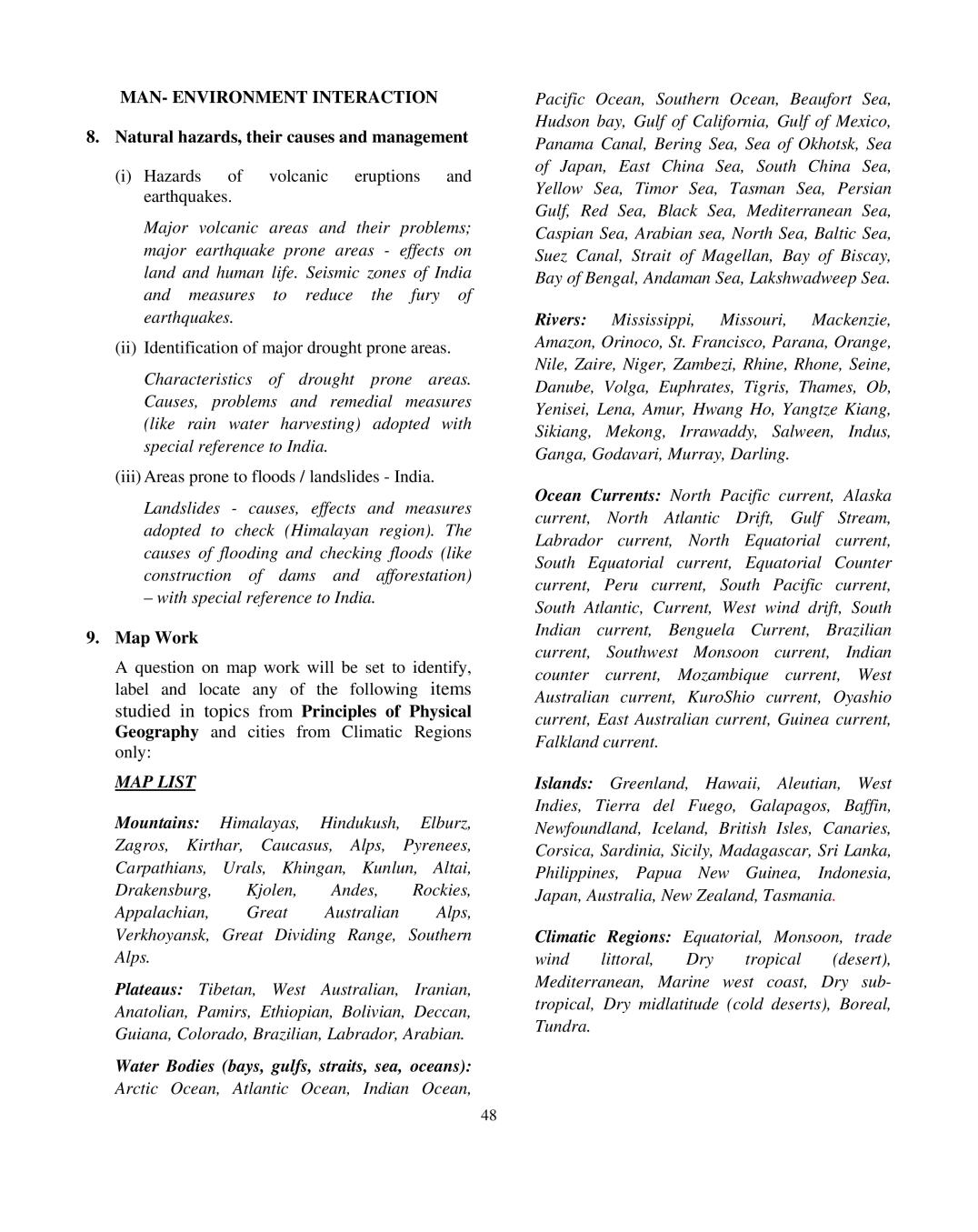 ISC Geography Syllabus 2020 - 2021 for Class 11, Class 12 | AglaSem Schools