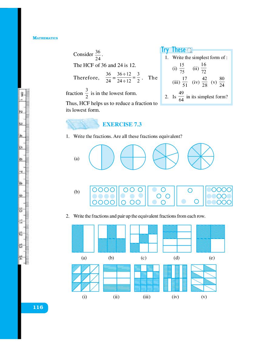 NCERT Book Class 6 Maths Chapter 7 Fractions