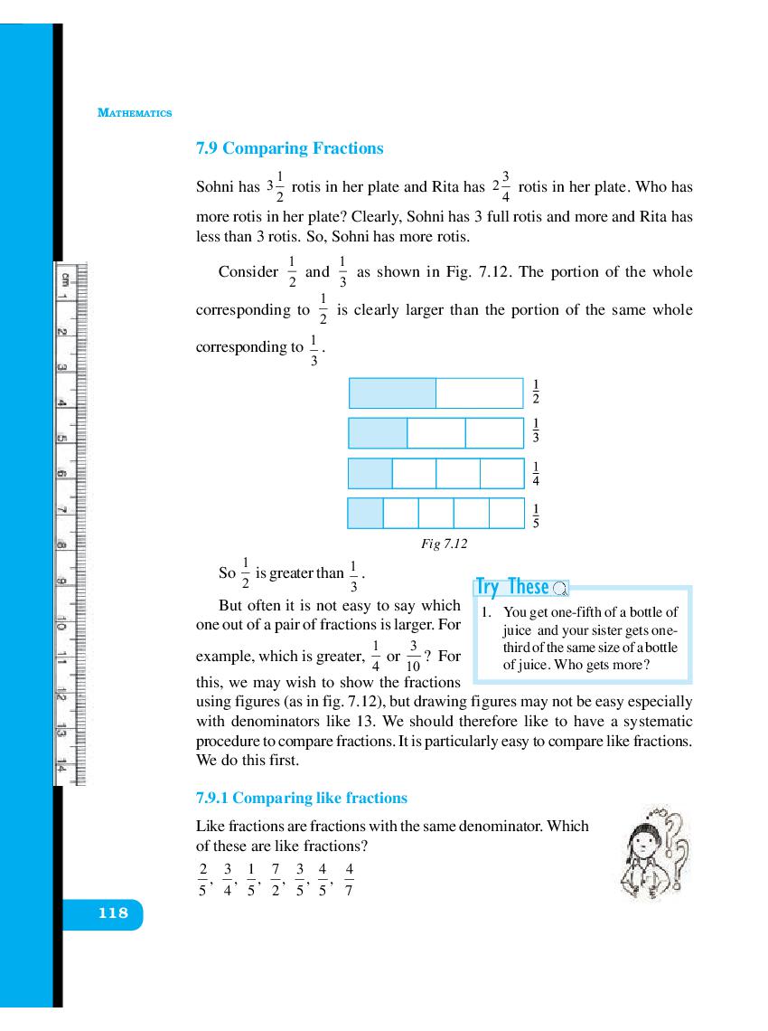 NCERT Book Class 6 Maths Chapter 7 Fractions