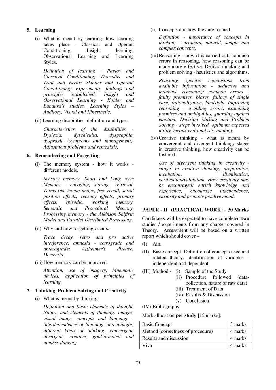 ISC Psychology Syllabus 2020 - 2021 for Class 11, Class 12 | AglaSem ...