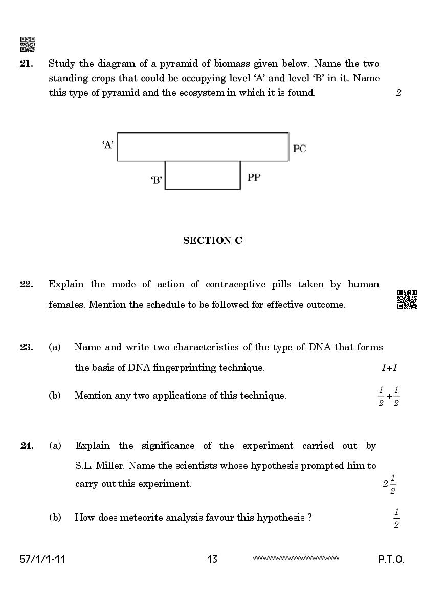 Class 12 Biology Question Paper 2024 (PDF) - Download 12th Annual Exam ...