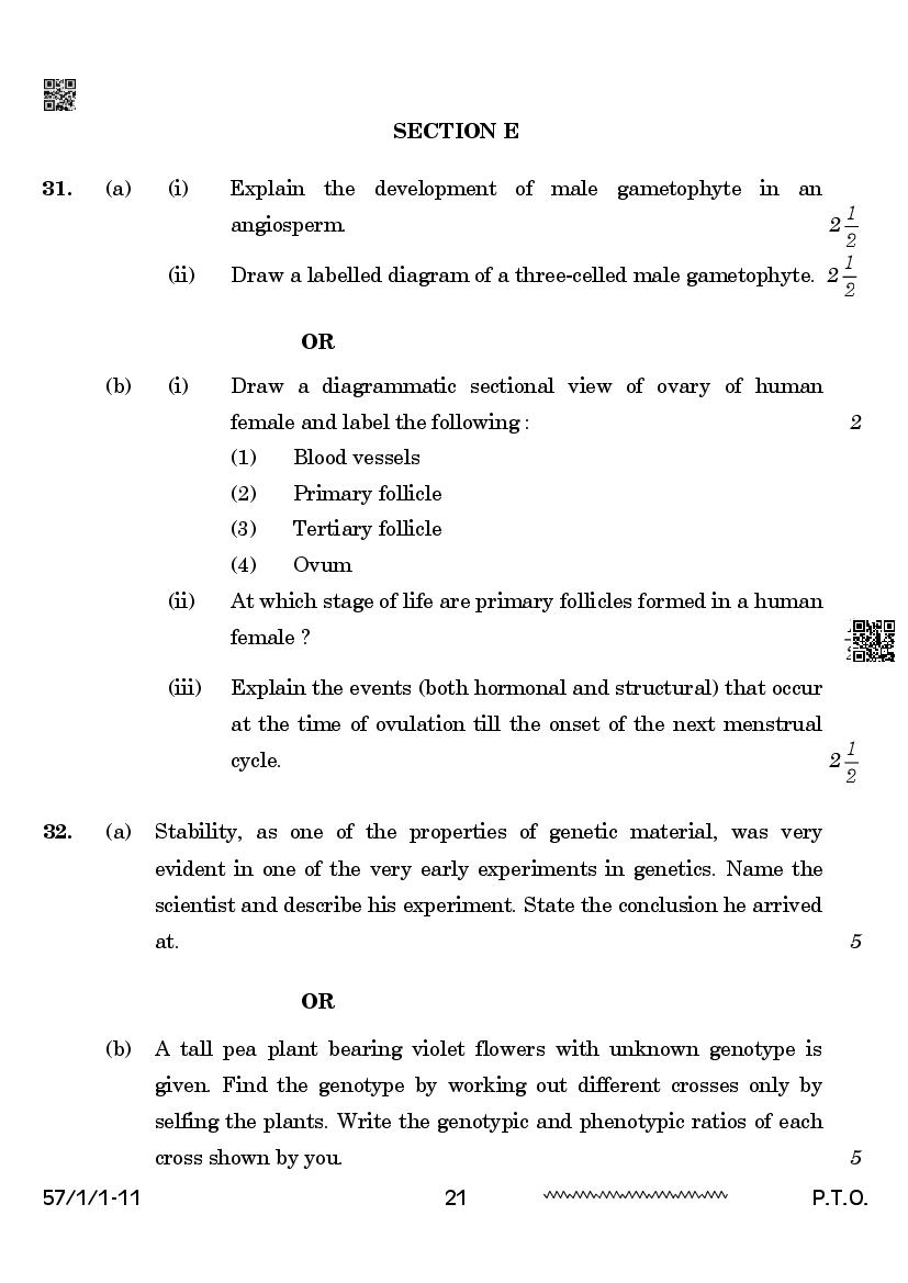 Class 12 Biology Question Paper 2024 (PDF) - Download 12th Annual Exam ...