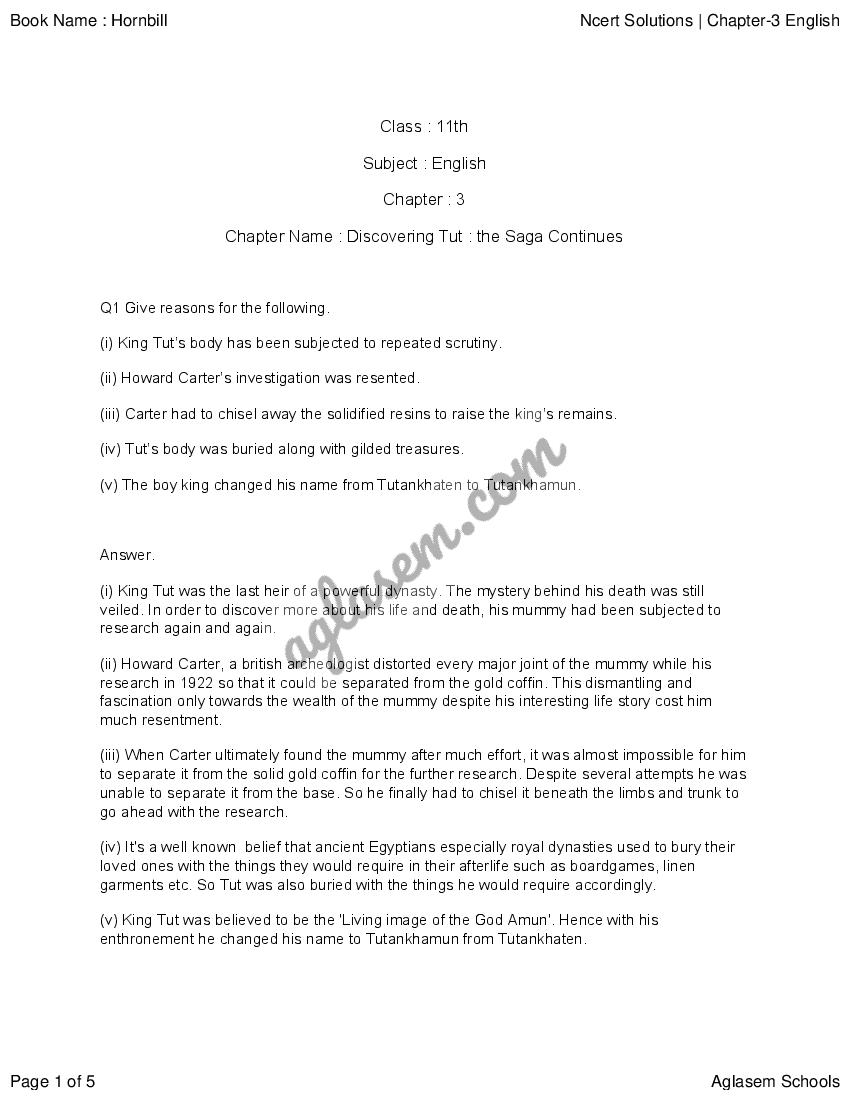 NCERT Solutions For Class 11 English Hornbill Chapter 3 Discovering