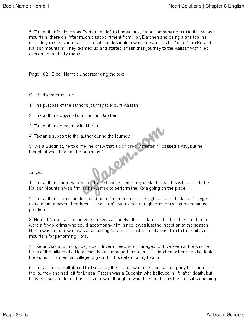 NCERT Solutions For Class 11 English Hornbill Chapter 8 Silk Road NCERT Solutions For Class 11 English Hornbill Chapter 8 Silk Road