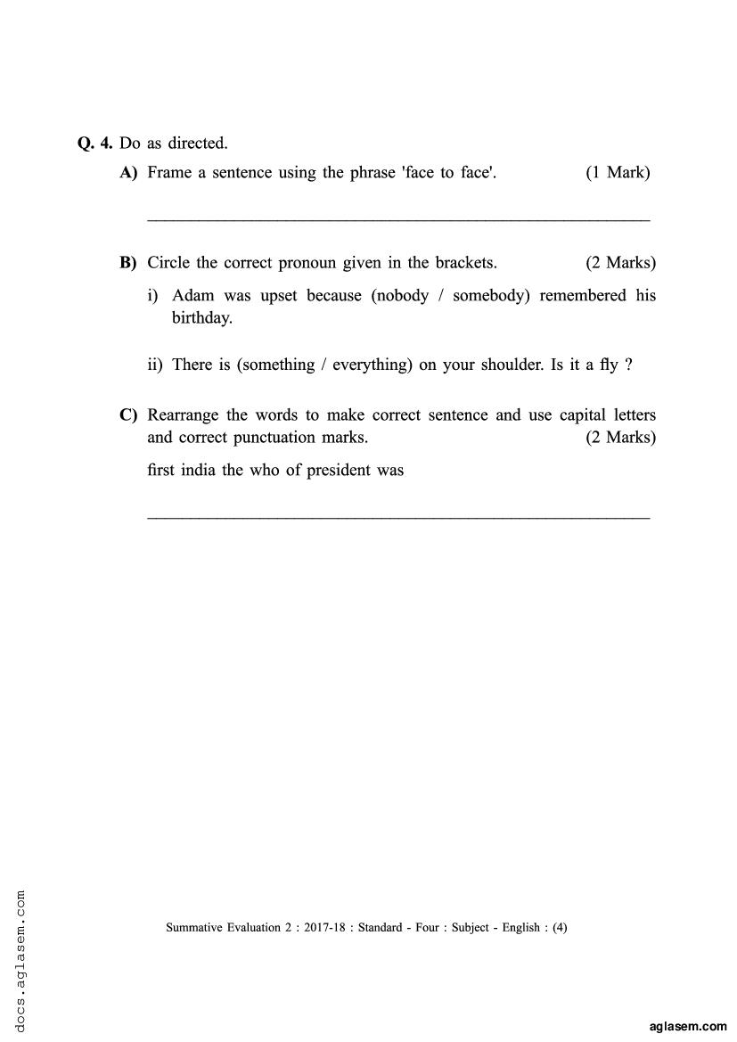 Maharashtra Board Class 4 English Sample Paper 2025 PDF Download Here