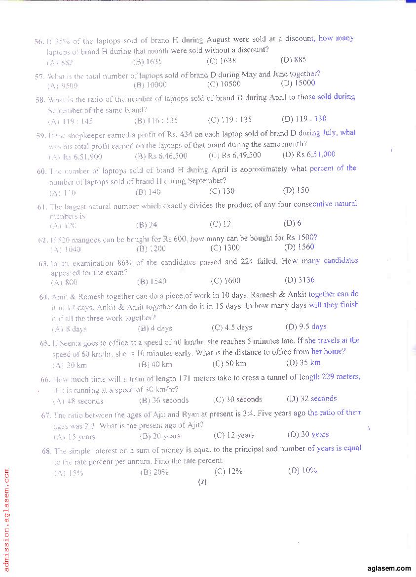 PU MET 2023 Question Paper (PDF) - Download Here - AglaSem Admission