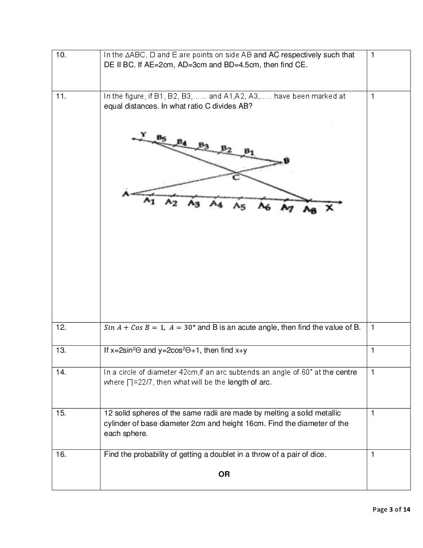 CBSE Sample Papers 2021 For Class 10 Maths AglaSem Schools