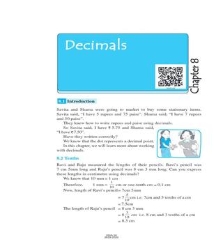 NCERT Book Class 6 Maths Chapter 8 Decimals