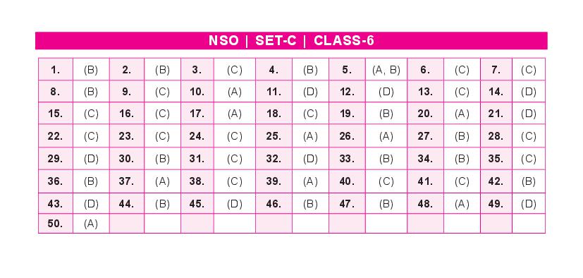 SOF NSO Set-C 2023 Answer Key for Class 6
