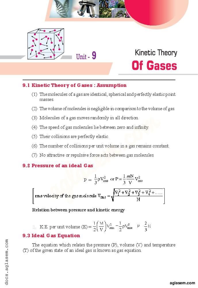 Class 11 Physics Notes for Kinetic Theory of Gases (PDF) - Study ...