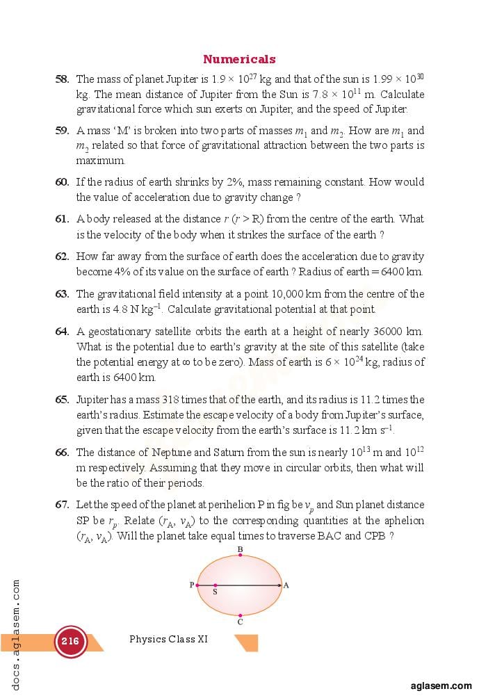 Class 11 Physics Notes for Gravitation (PDF) - Study Material - AglaSem