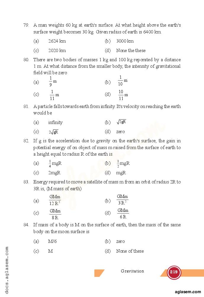 Class 11 Physics Notes for Gravitation (PDF) - Study Material - AglaSem