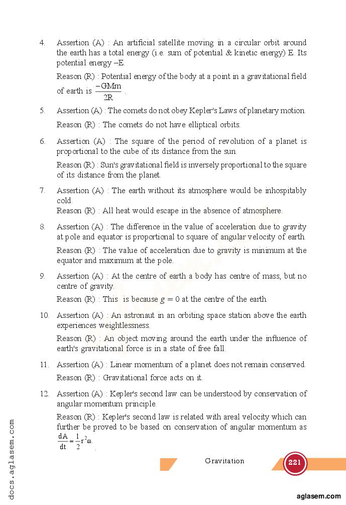 Class 11 Physics Notes for Gravitation (PDF) - Study Material - AglaSem