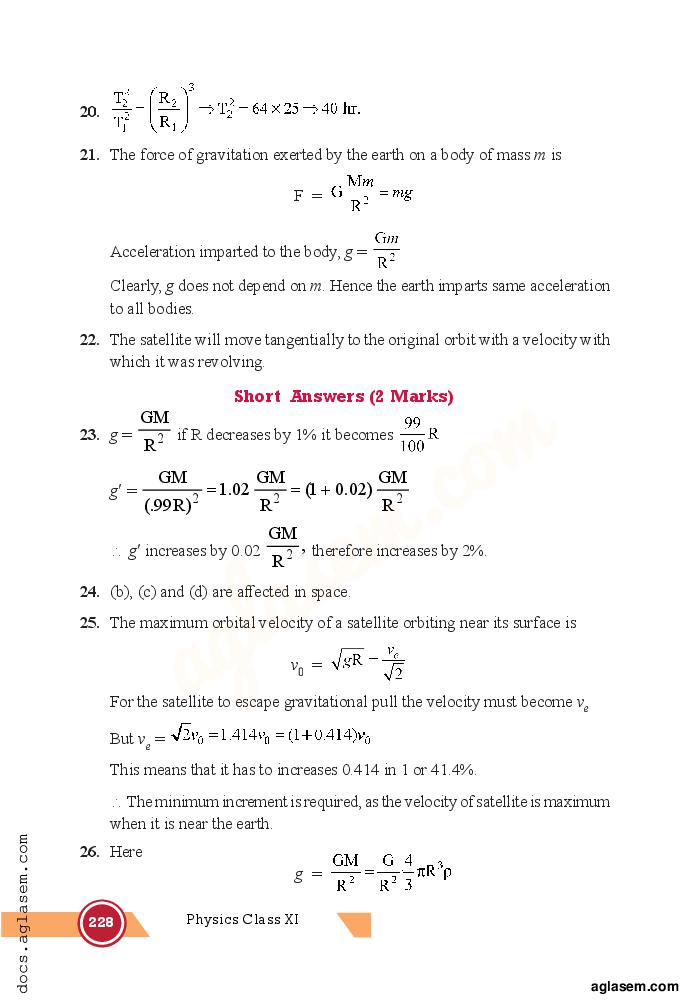 Class 11 Physics Notes for Gravitation (PDF) - Study Material - AglaSem