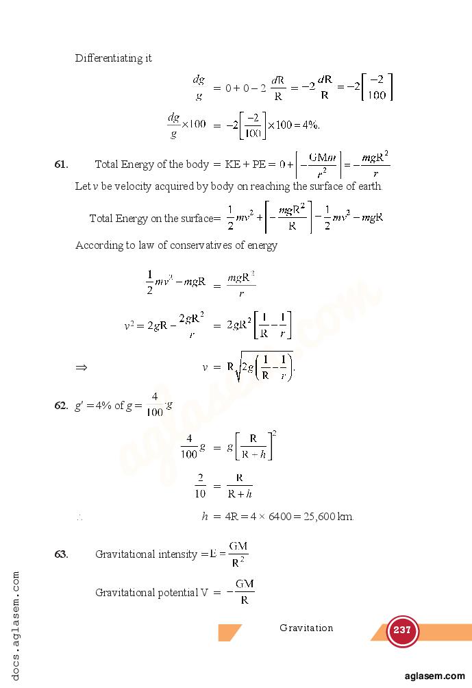 Class 11 Physics Notes for Gravitation (PDF) - Study Material - AglaSem
