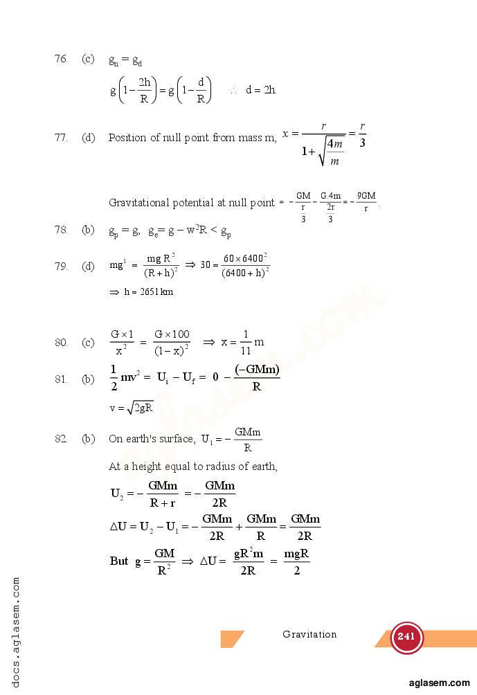 Class 11 Physics Notes for Gravitation (PDF) - Study Material - AglaSem