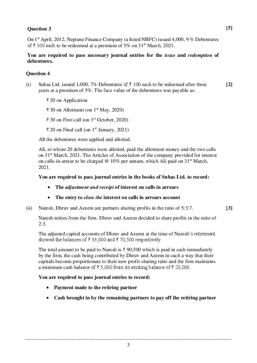 ISC Class 12 Sample Paper 2022 : Accounts Specimen Question Paper