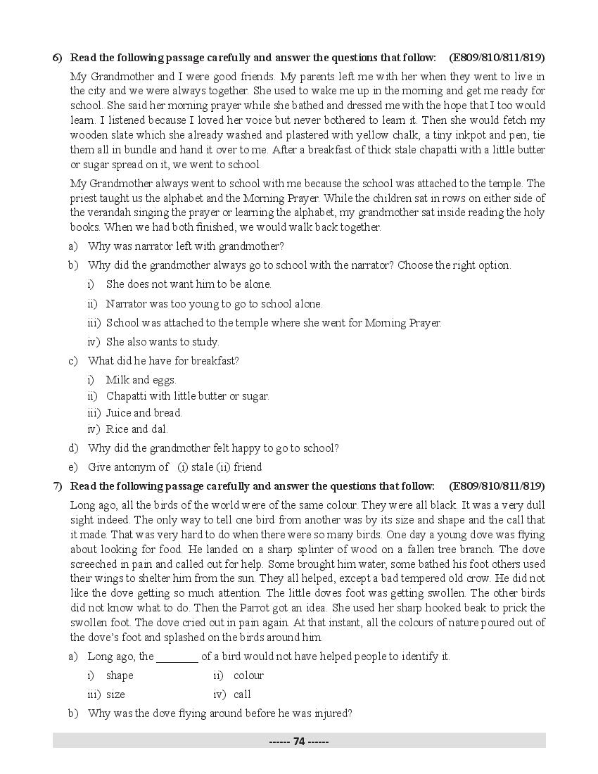 Class 8 English Question Bank PDF Important Questions For Class 8