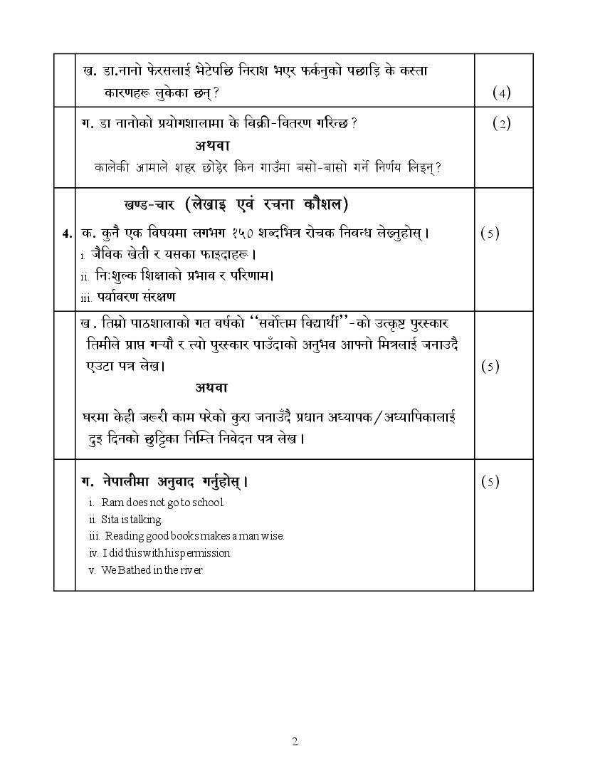 CBSE Sample Paper 2022 Class 10 Nepali - Term 2, Term 1 PDF Download