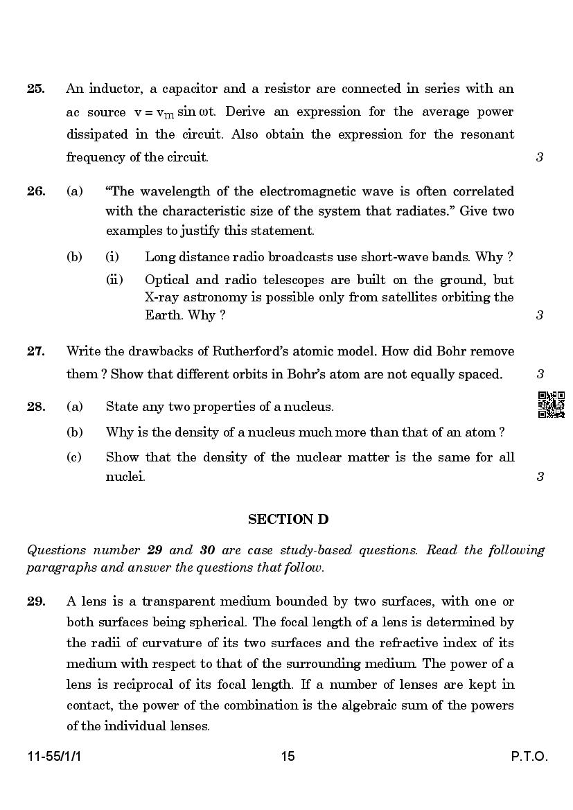 Class 12 Physics Question Paper 2024 (PDF) - Download 12th Annual Exam ...