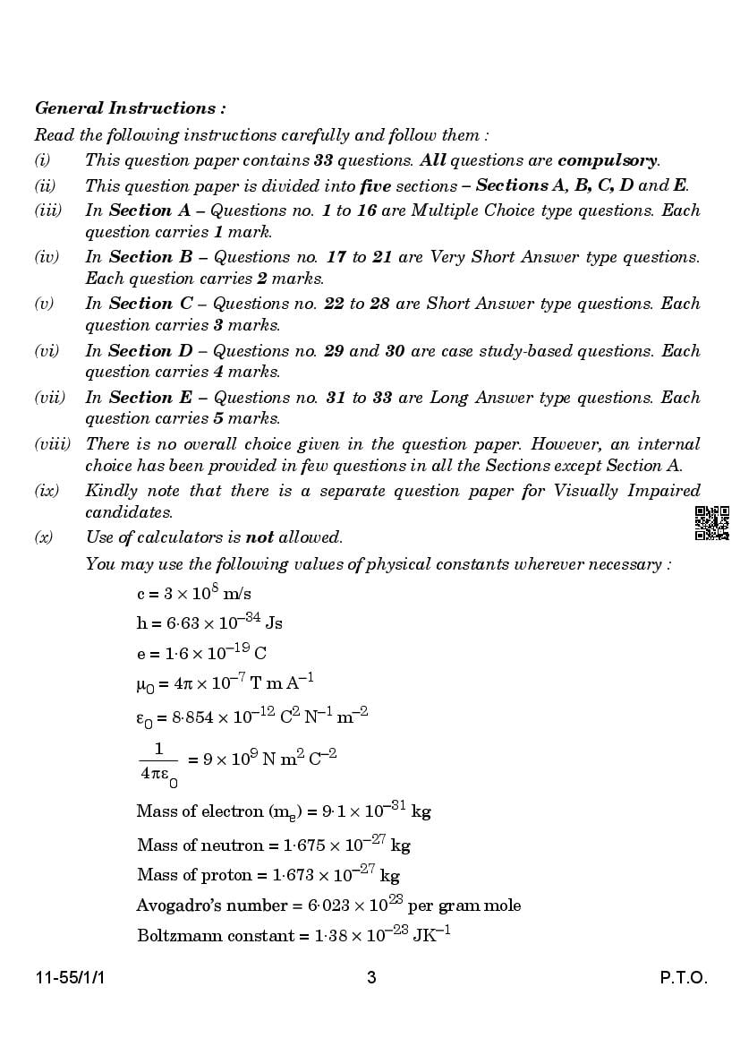 Class 12 Physics Question Paper 2024 (PDF) - Download 12th Annual Exam ...