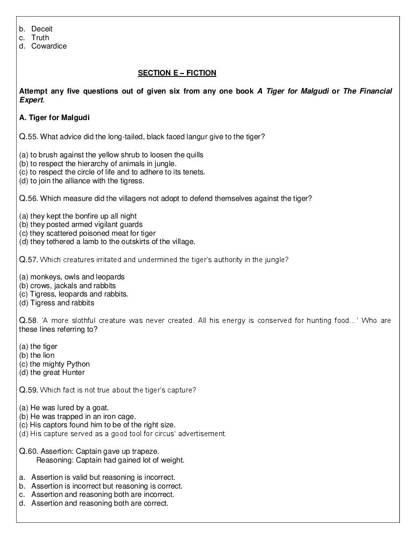 CBSE Sample Paper 2022 Class 12 English (Elective) - Term 1 PDF Download