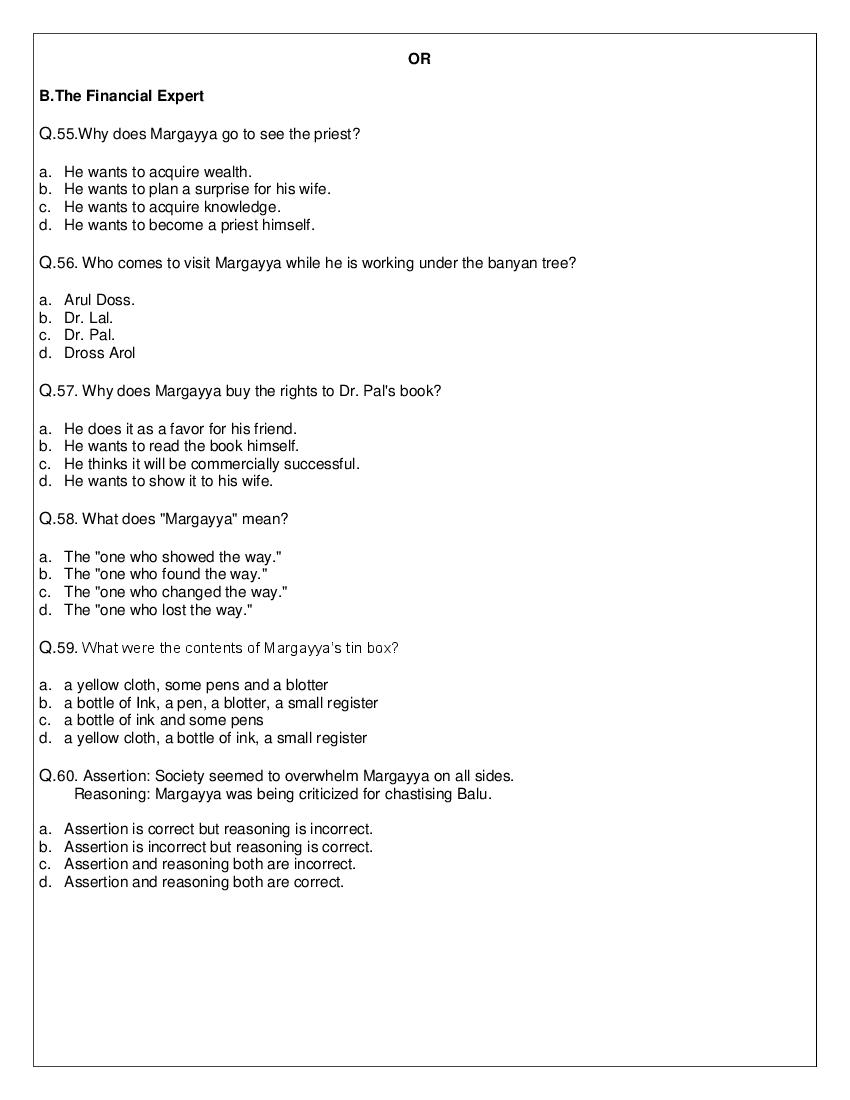 CBSE Sample Paper 2022 Class 12 English (Elective) - Term 1 PDF Download