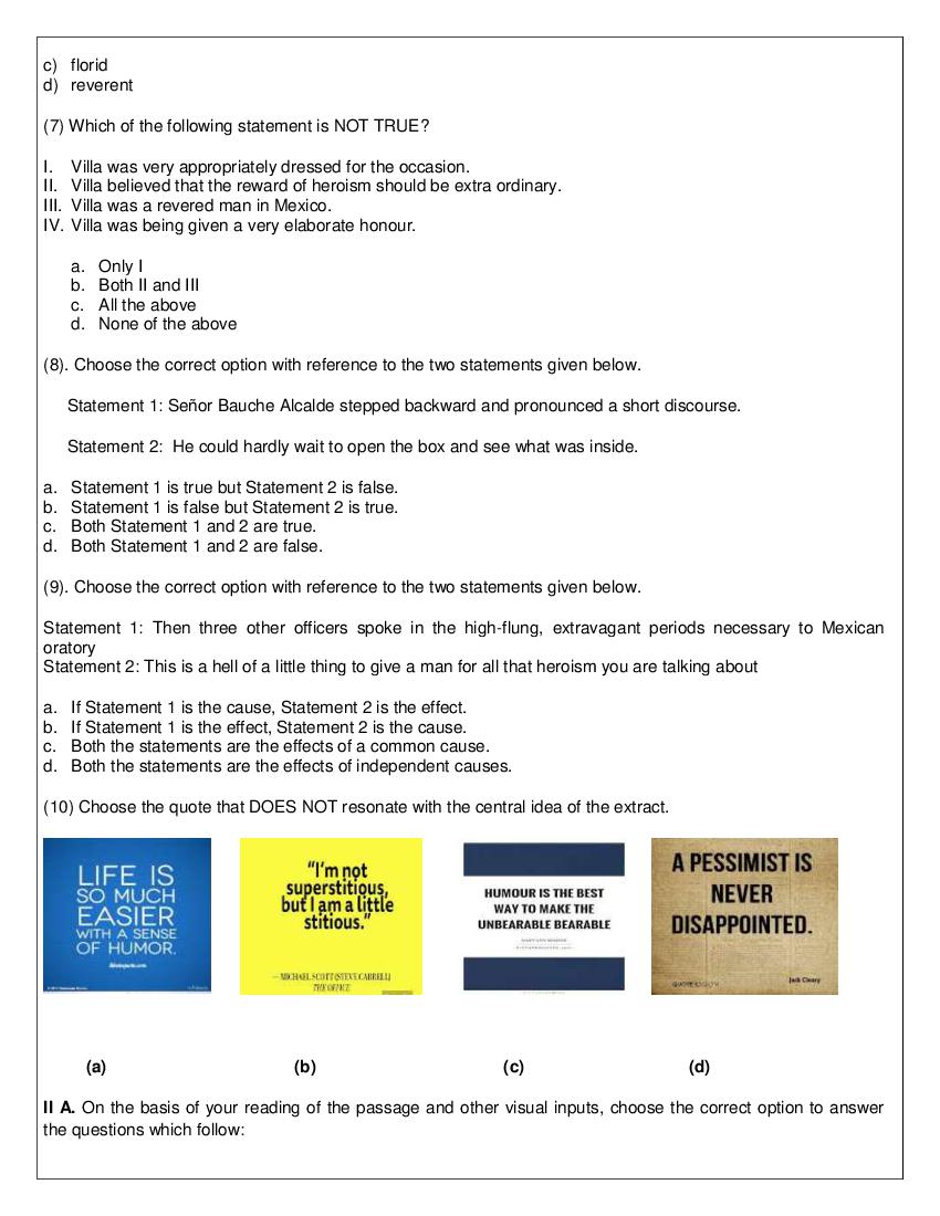 CBSE Sample Paper 2022 Class 12 English (Elective) - Term 1 PDF Download