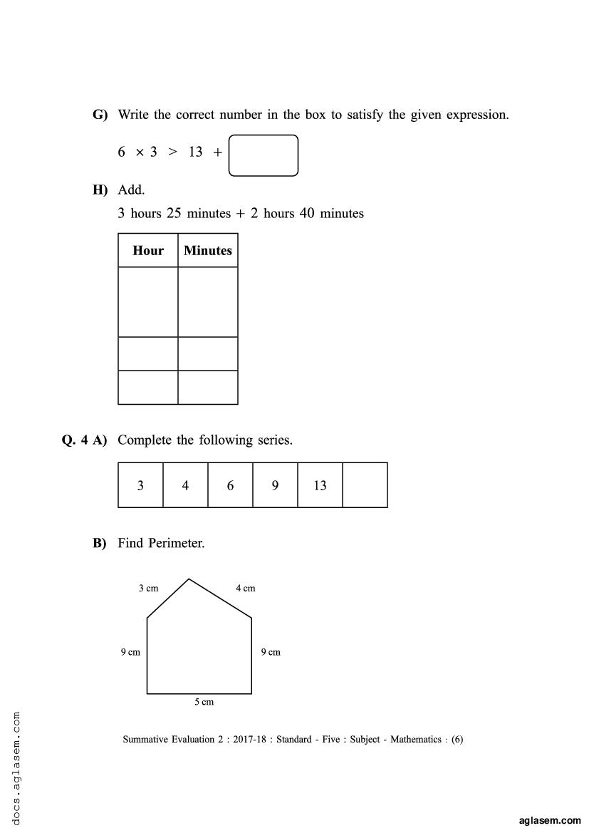 Maharashtra Board Class 5 Maths Sample Paper 2025 PDF Download Here