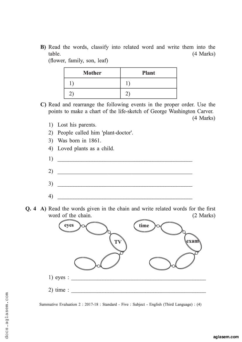 Class 5 English Sample Paper 2023 Maharashtra Board PDF Maha Std