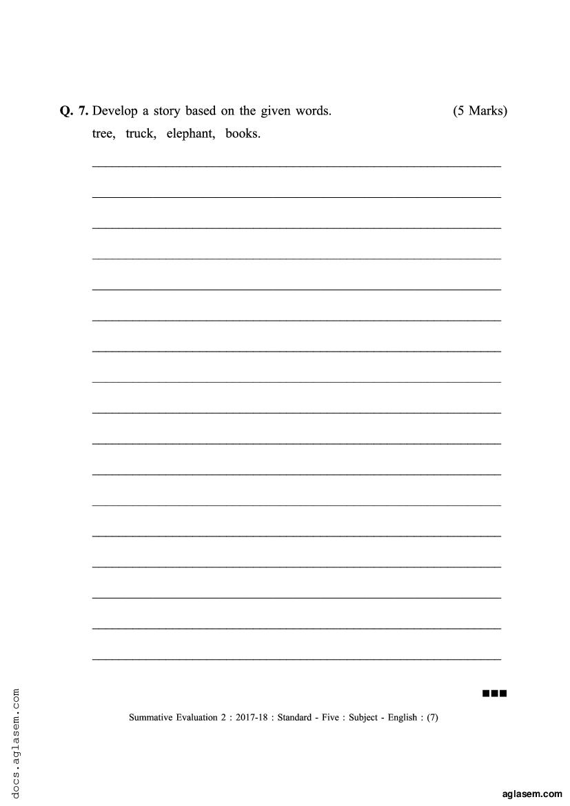 Class 5 English Sample Paper 2023 Maharashtra Board PDF Maha Std