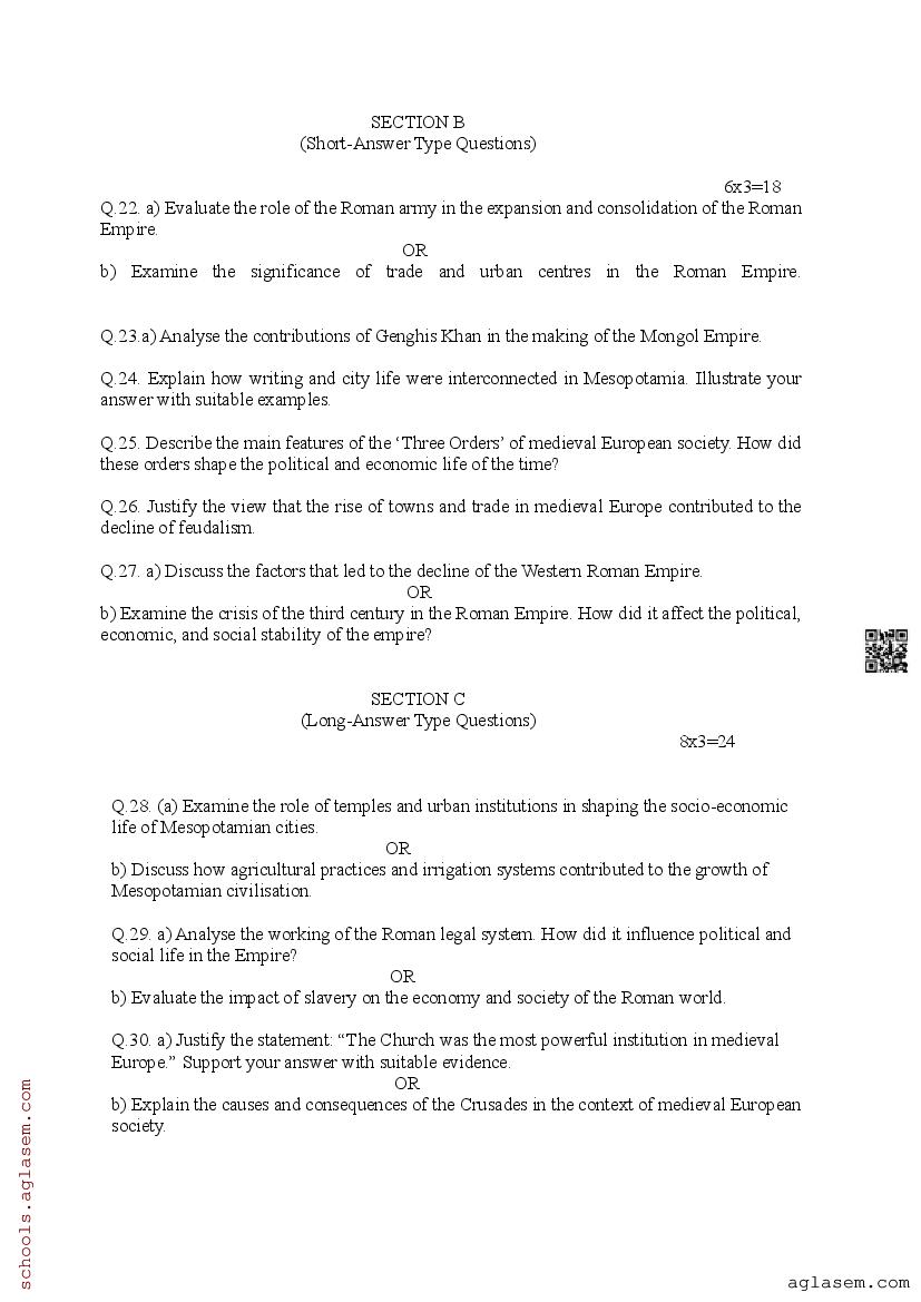Class 11 History Mid Term Sample Paper 2025 PDF | Download PT1 / Term 1 ...