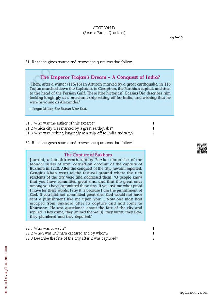 Class 11 History Mid Term Sample Paper 2025 PDF | Download PT1 / Term 1 ...