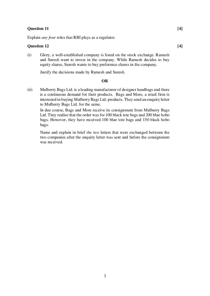 ISC Class 12 Sample Paper 2022 - Business Studies Specimen Question Paper