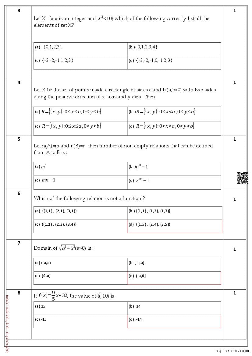 Class 11 Math Mid Term Sample Paper 2025 PDF | Download PT1 / Term 1 ...