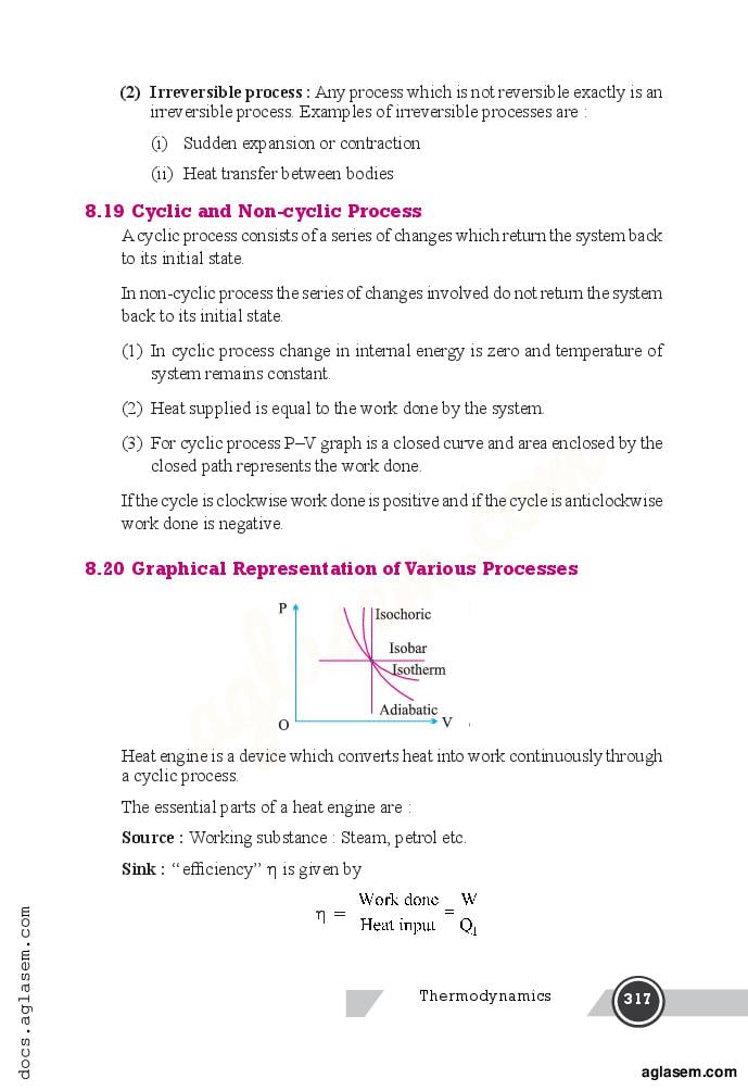 Class 11 Physics Notes for Thermodynamics (PDF) - Study Material - AglaSem