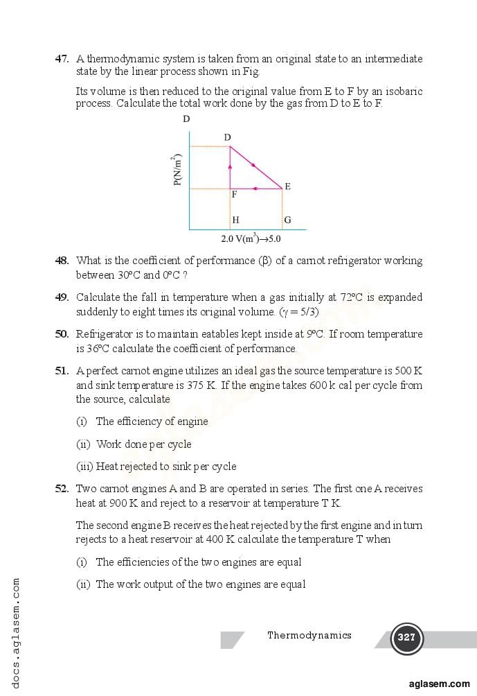 Class 11 Physics Notes for Thermodynamics (PDF) - Study Material - AglaSem