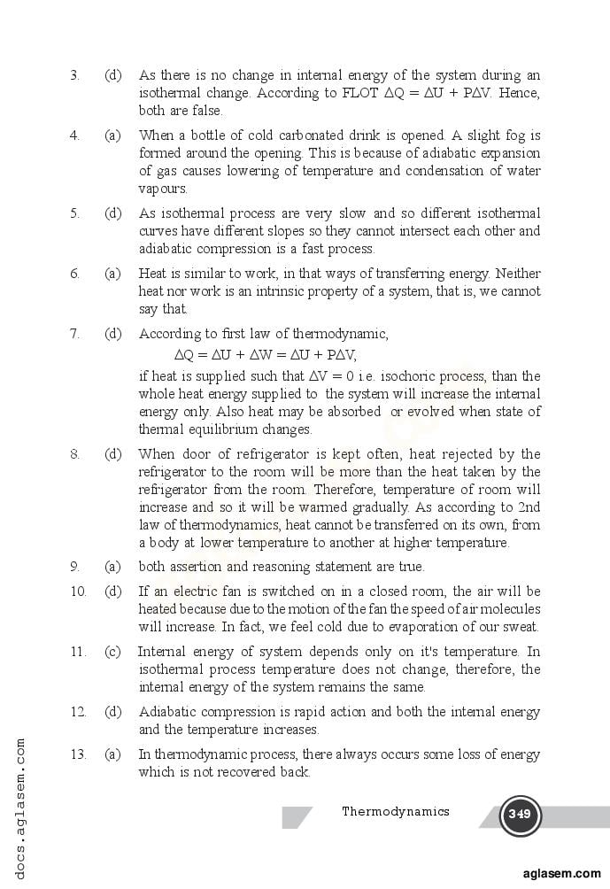 Class 11 Physics Notes for Thermodynamics (PDF) - Study Material - AglaSem
