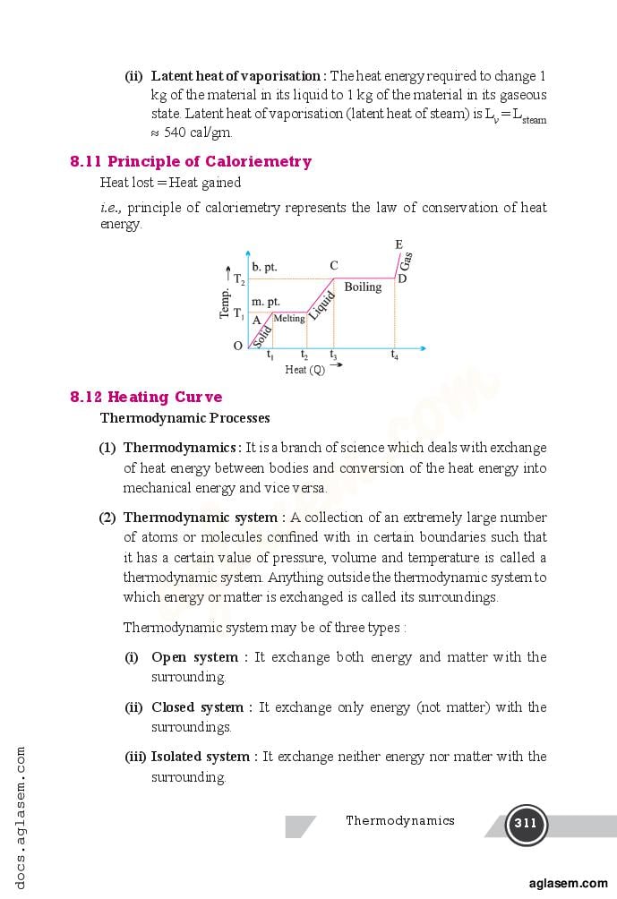 Class 11 Physics Notes for Thermodynamics (PDF) - Study Material - AglaSem